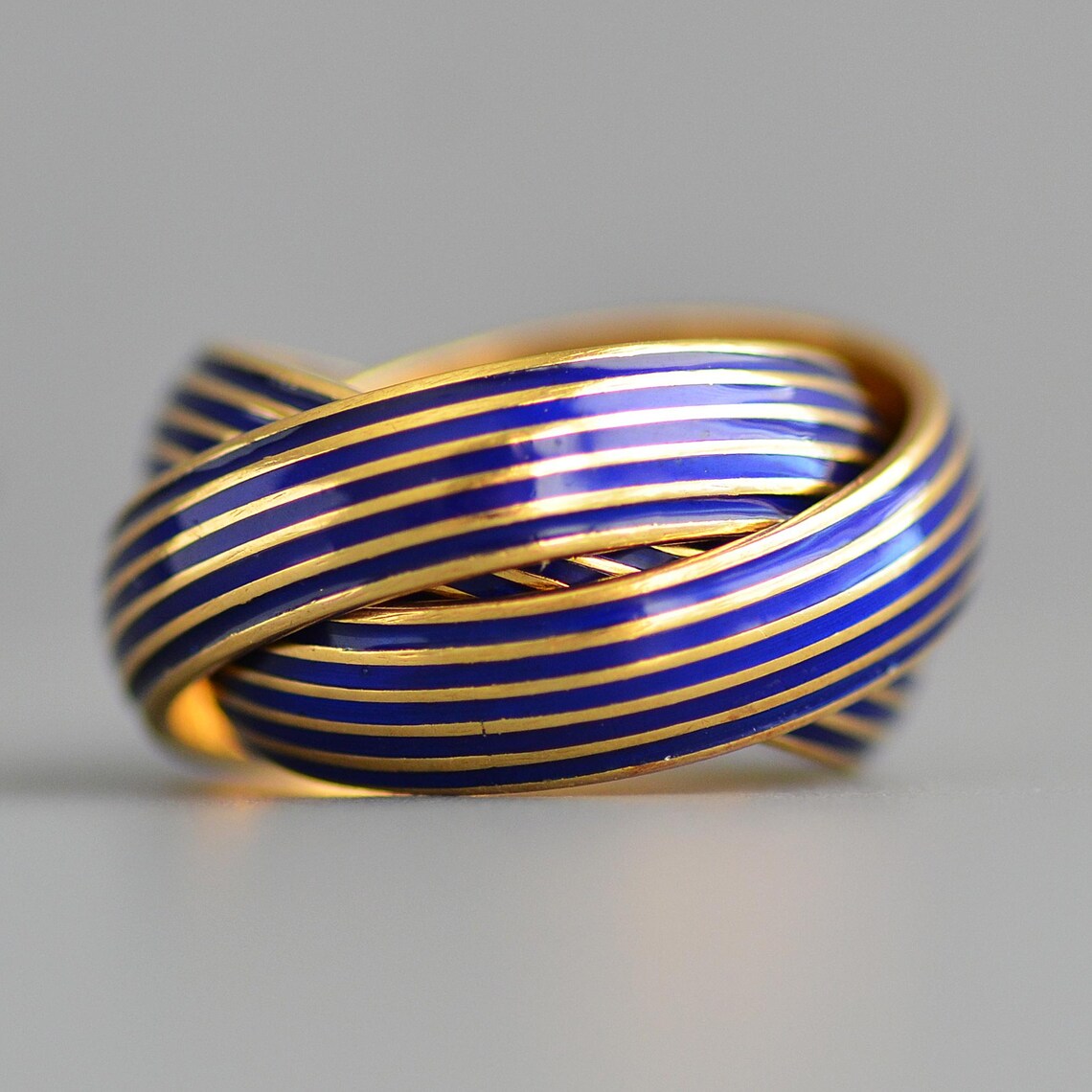 RARE Antique Early 1900s Triple Rolling Ring With Cobalt Blue Enamel in ...