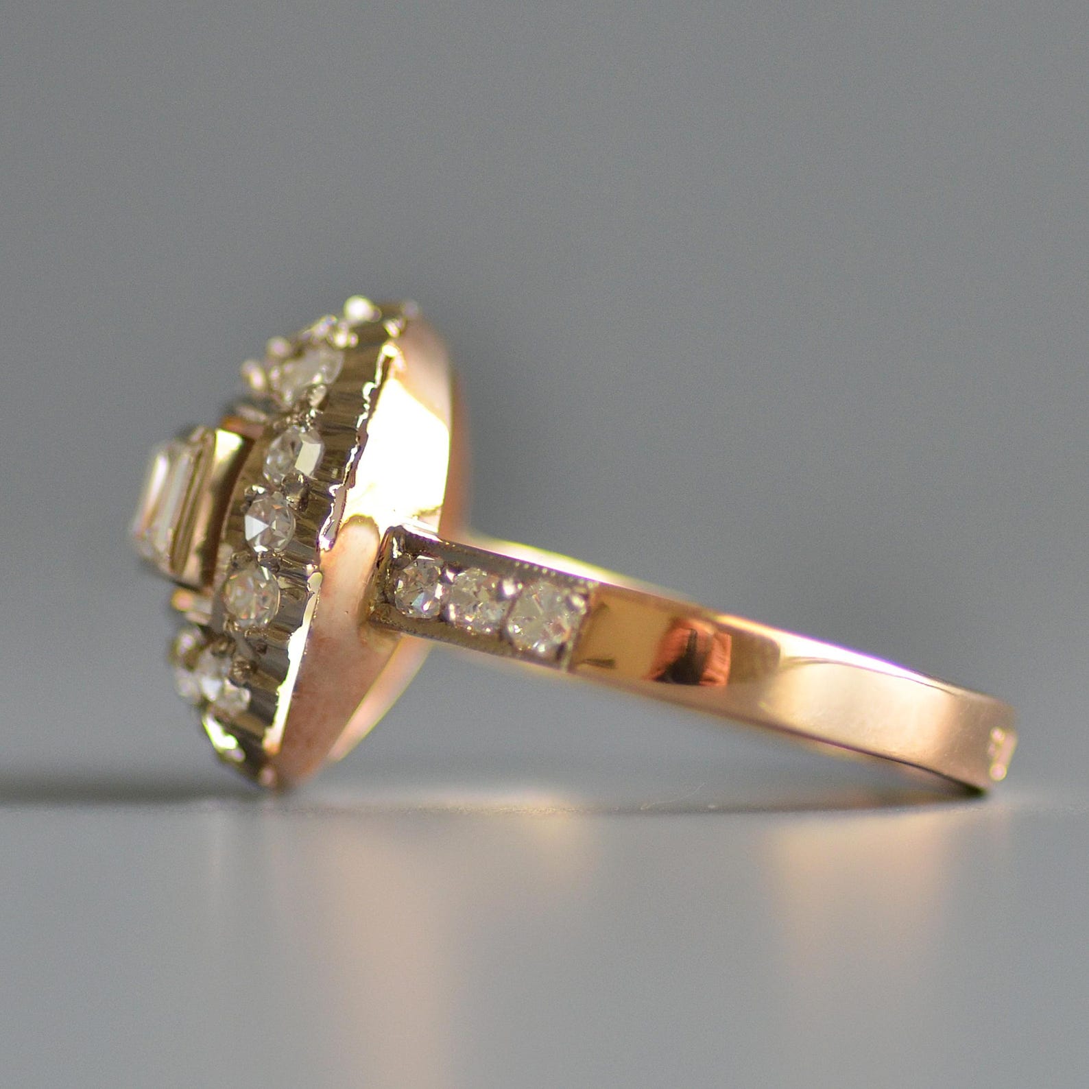 Antique Art Deco Period 1.85 Ctw Emerald Cut and Mixed Cuts Diamond ...