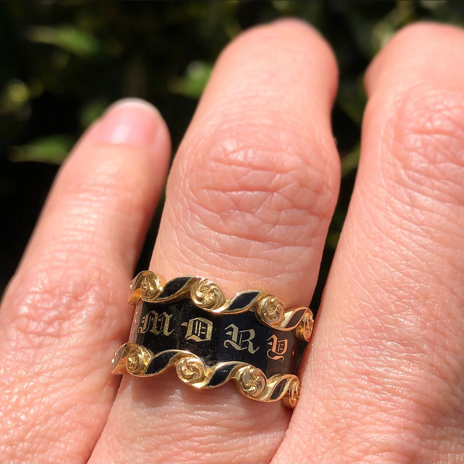 Antique Victorian Era Wide Mourning Band Ring With Black - Etsy