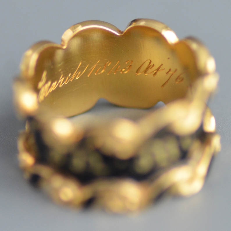 Antique Victorian Era Wide Mourning Band Ring With Black - Etsy