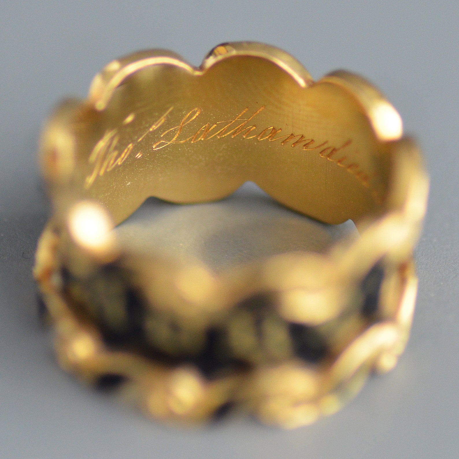 Antique Victorian Era Wide Mourning Band Ring With Black Enamel in 18k ...