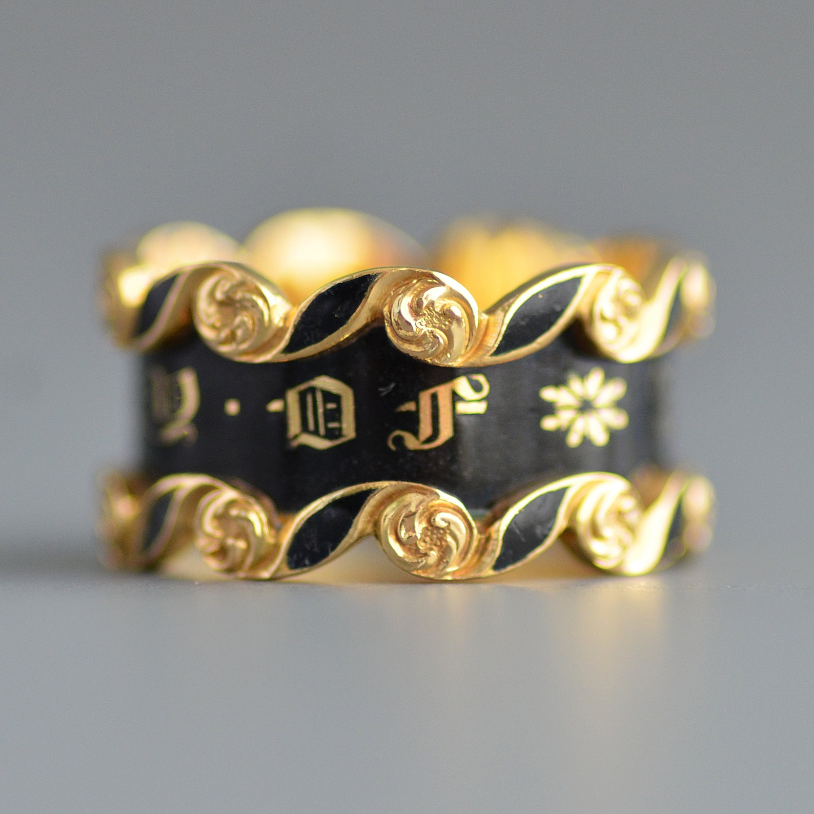 Antique Victorian Era Wide Mourning Band Ring With Black - Etsy