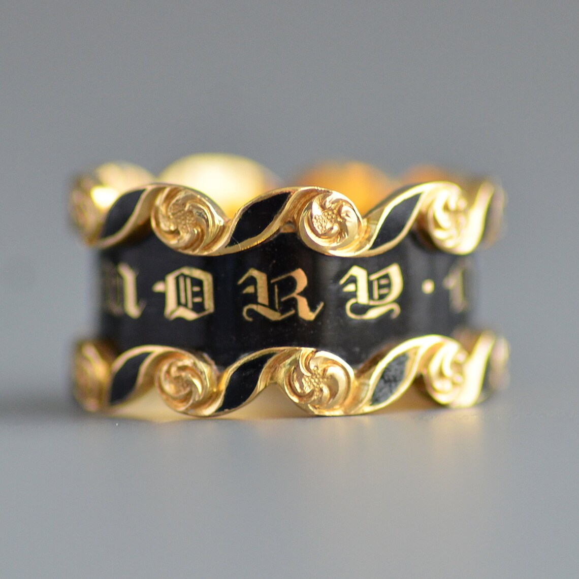 Antique Victorian Era Wide Mourning Band Ring With Black - Etsy
