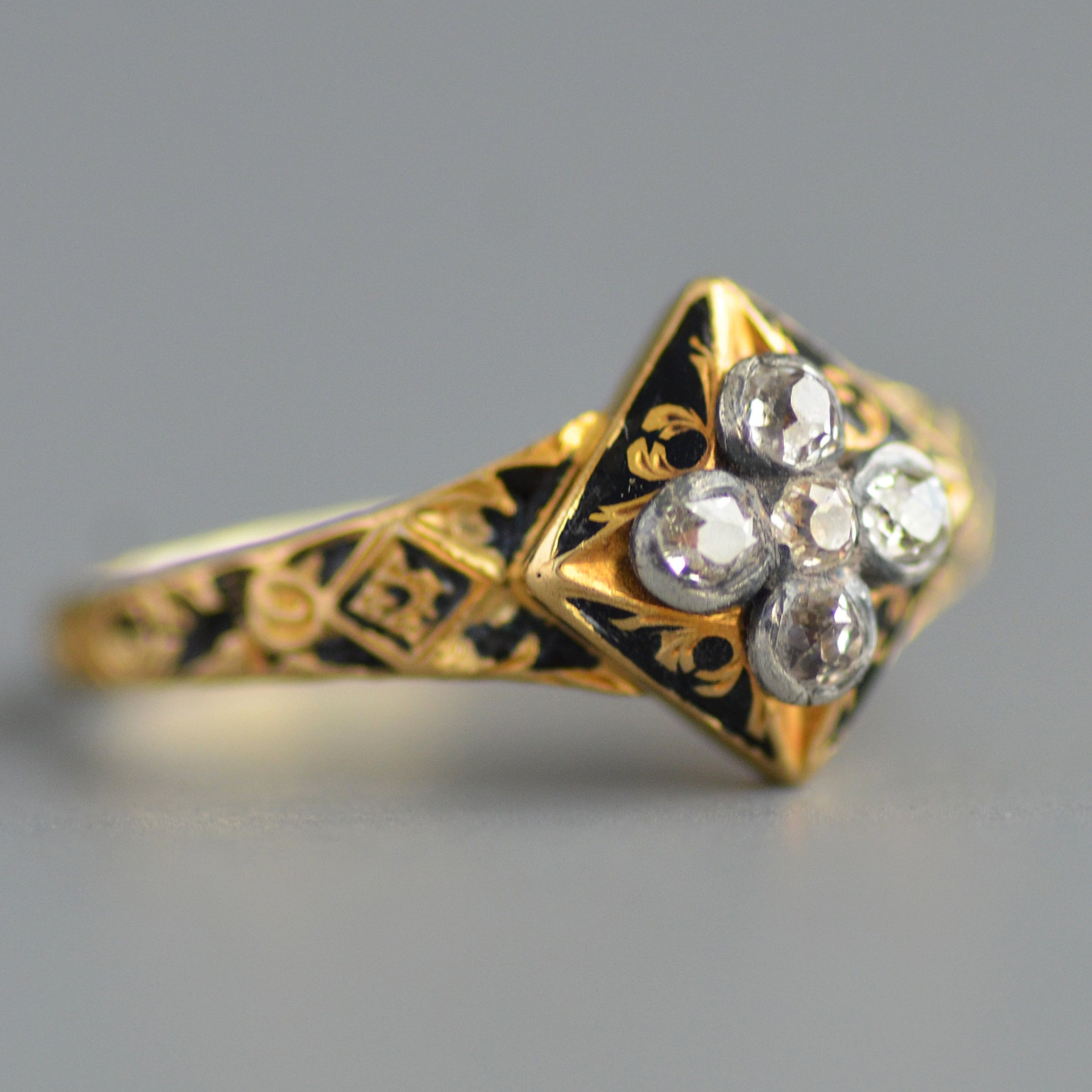Antique Georgian/victorian Era Memorial or Mourning Ring With Rose Cut ...