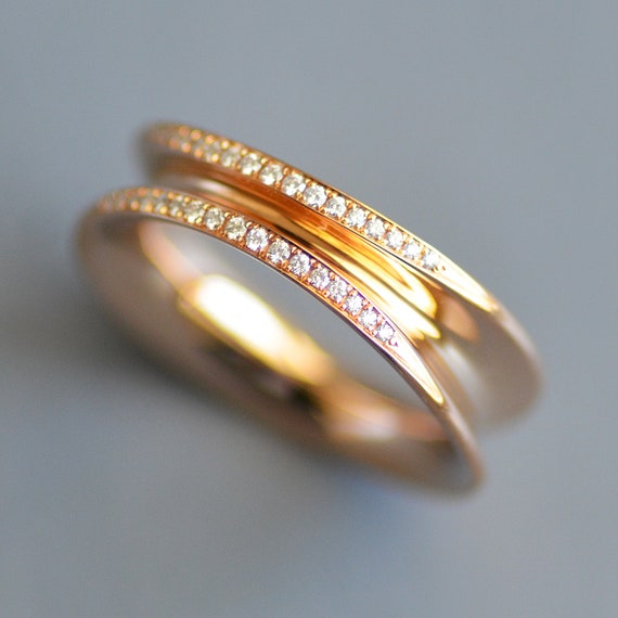 Vintage Chopard Diamond Pinched Eternity Ring in 18k Rosy Gold Etsy
