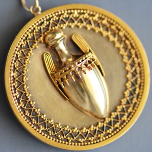 Antique Victorian Estrucan Revival Period Round Urn Pendant Locket With ...