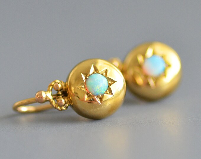 Antique Victorian Period Star Set Opal Earrings in 14k Gold - Etsy