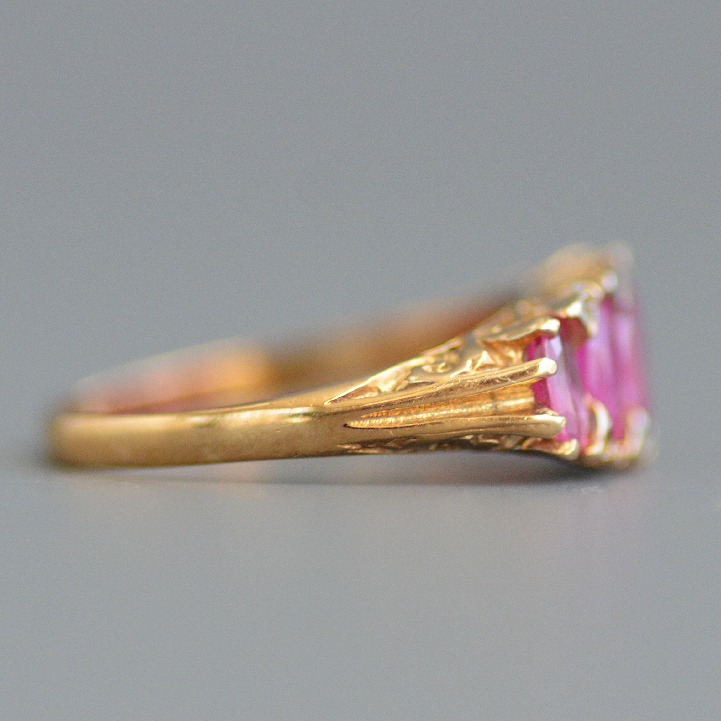 SALE Vintage Victorian Revival Ruby Five Stone Ring W/ - Etsy