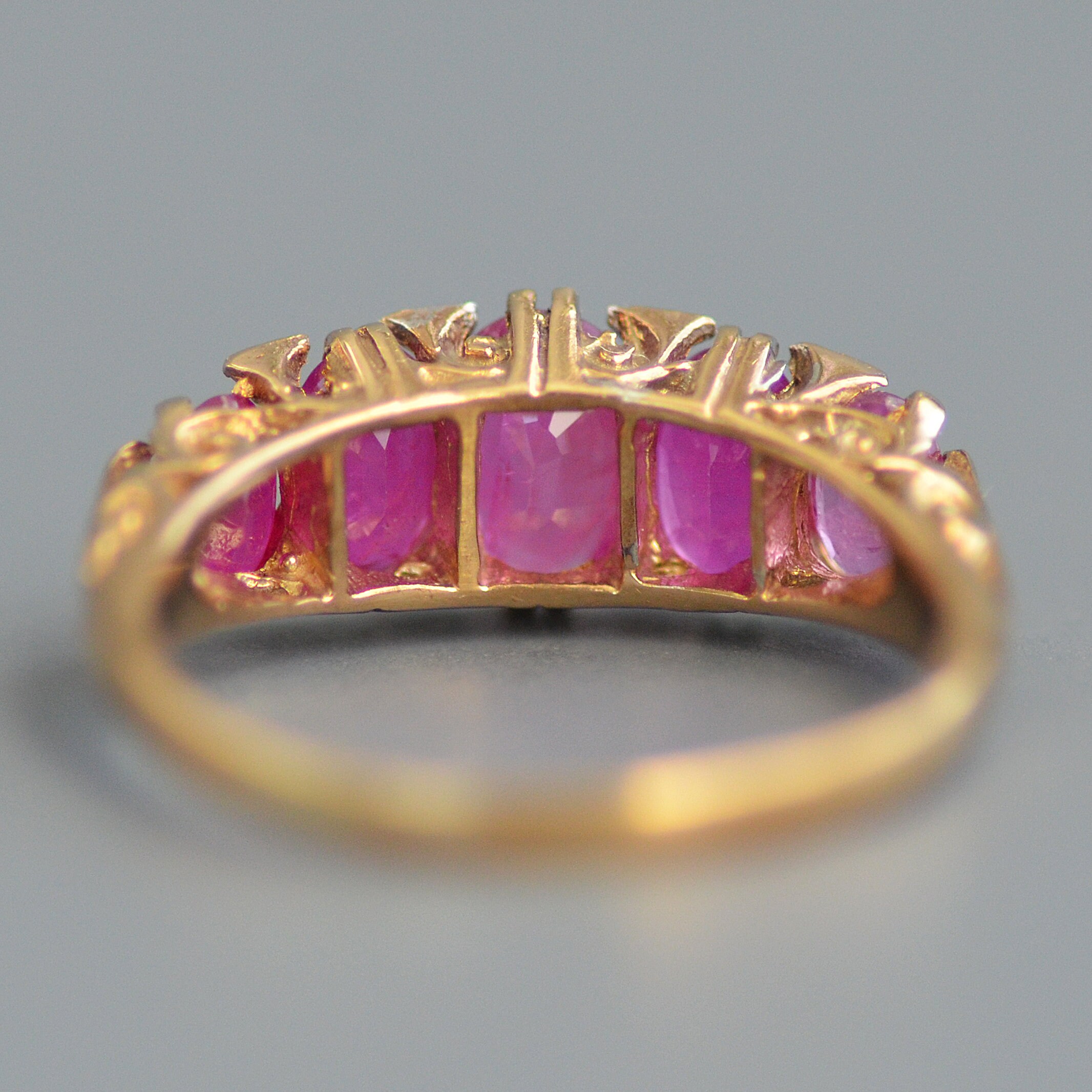 SALE Vintage Victorian Revival Ruby Five Stone Ring W/ - Etsy