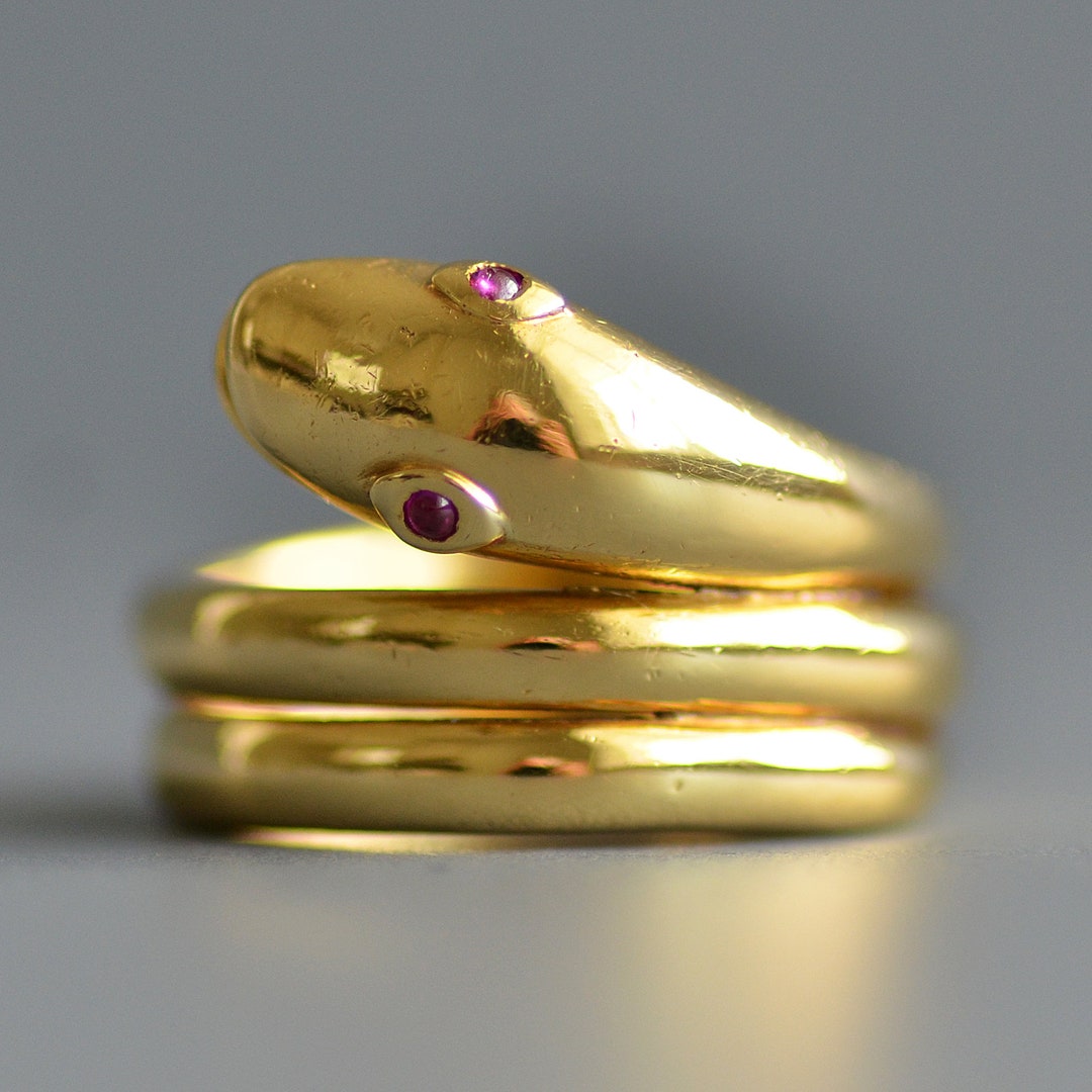 Antique Victorian Period 1870 Ruby Eyed Coiled Snake/serpent - Etsy