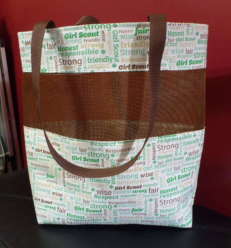 Girl Scout Brown Vinyl Mesh Tote Bag - Etsy