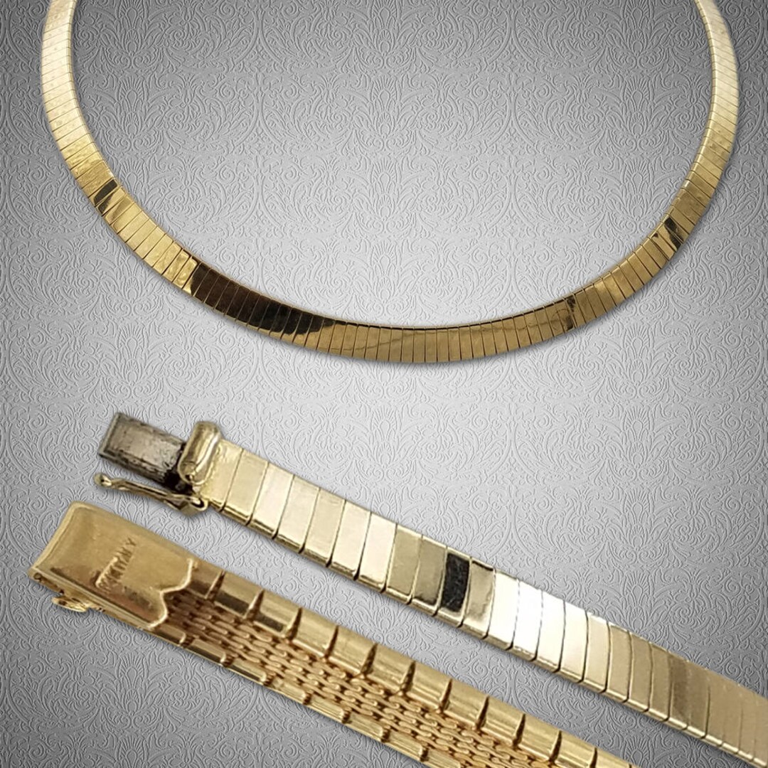 Glamorous Handmade 14k Solid Gold Vintage Classy Herringbone Necklace ...