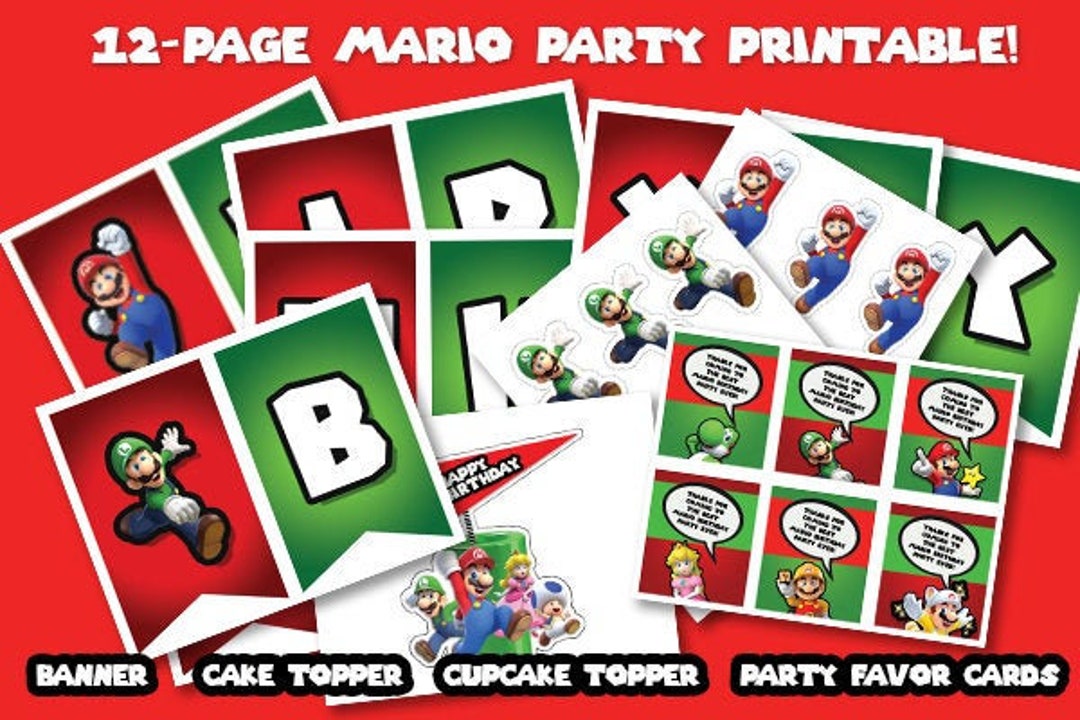 Mario Birthday Party Printable | Mario Party Banner | Mario Party Cake ...