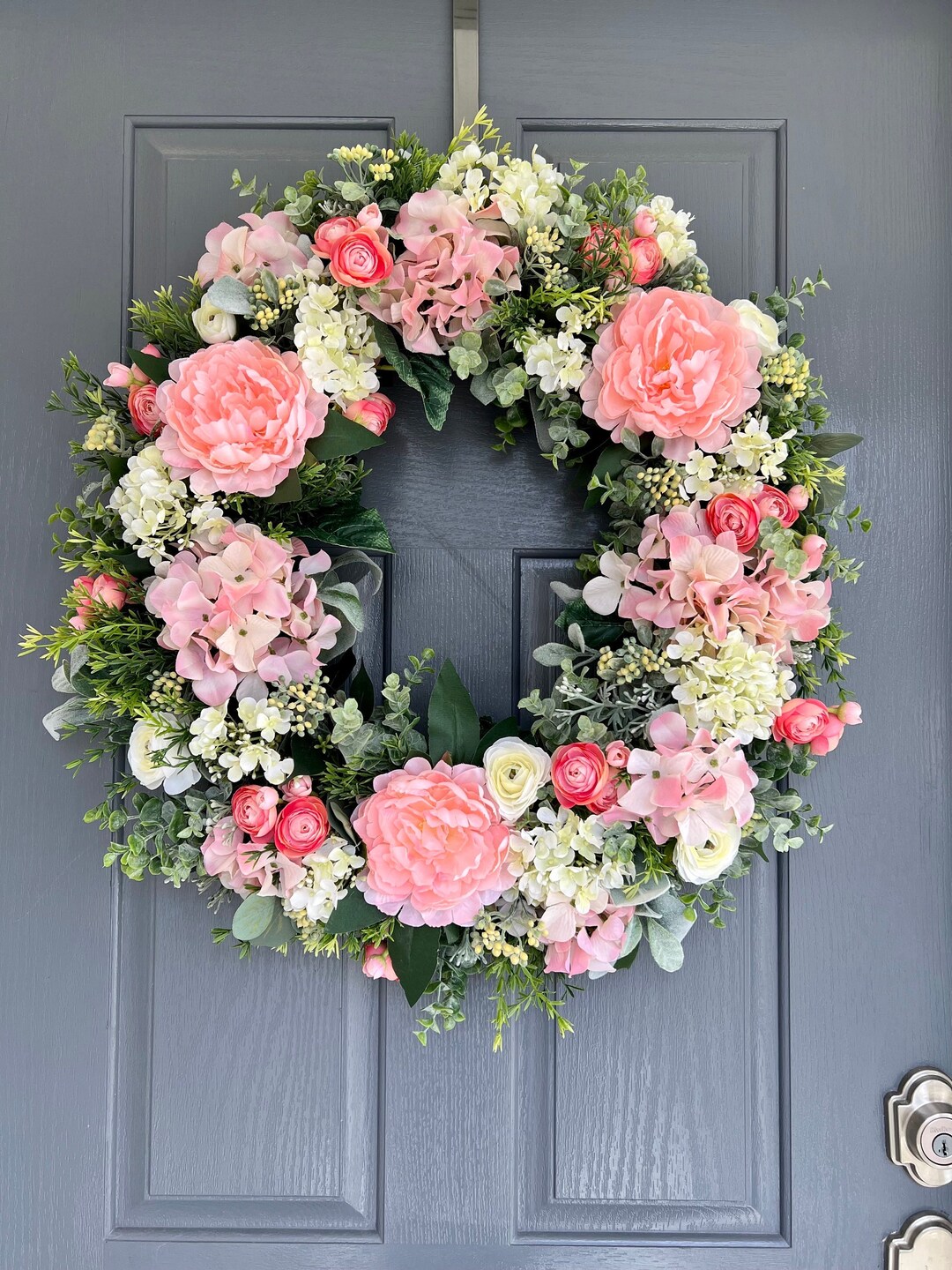 Pink Hydrangea Spring Wreath Easter Wreath Spring Door - Etsy