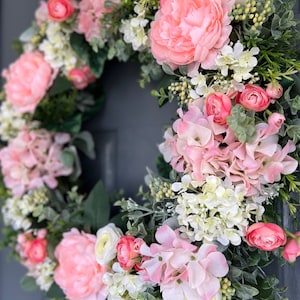 Pink Hydrangea Spring Wreath, Easter Wreath, Spring Door Wreath ...