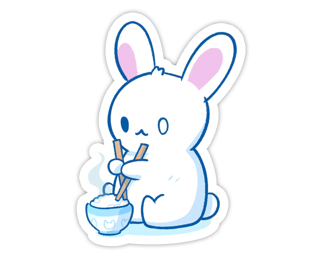 Rice Bunny Vinyl Sticker (3") - Etsy
