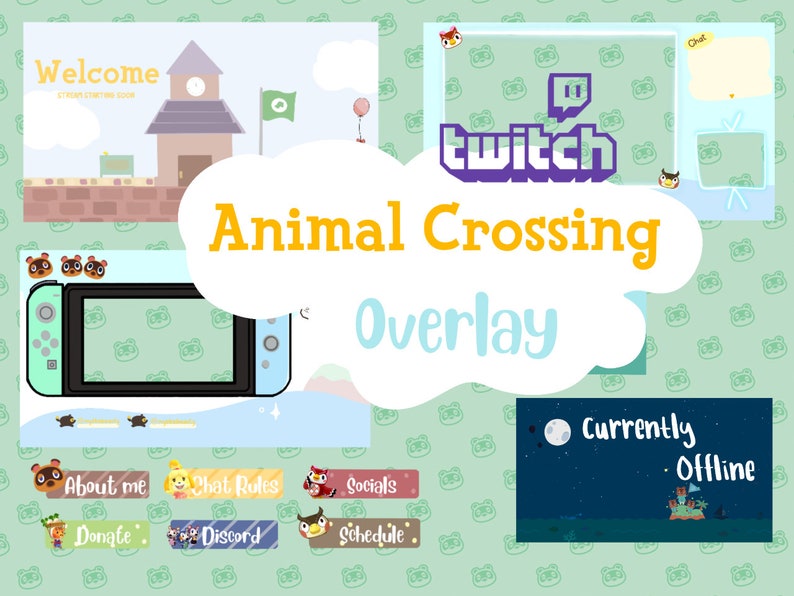 Cute Animal Crossing: New Horizons Twitch Stream Overlay - Etsy