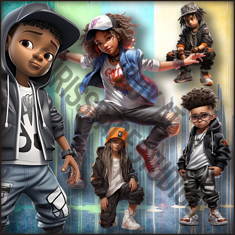 Hip-hop Kids Clip-art, Urban Clip-art, Black Children Clip-art, Rap ...