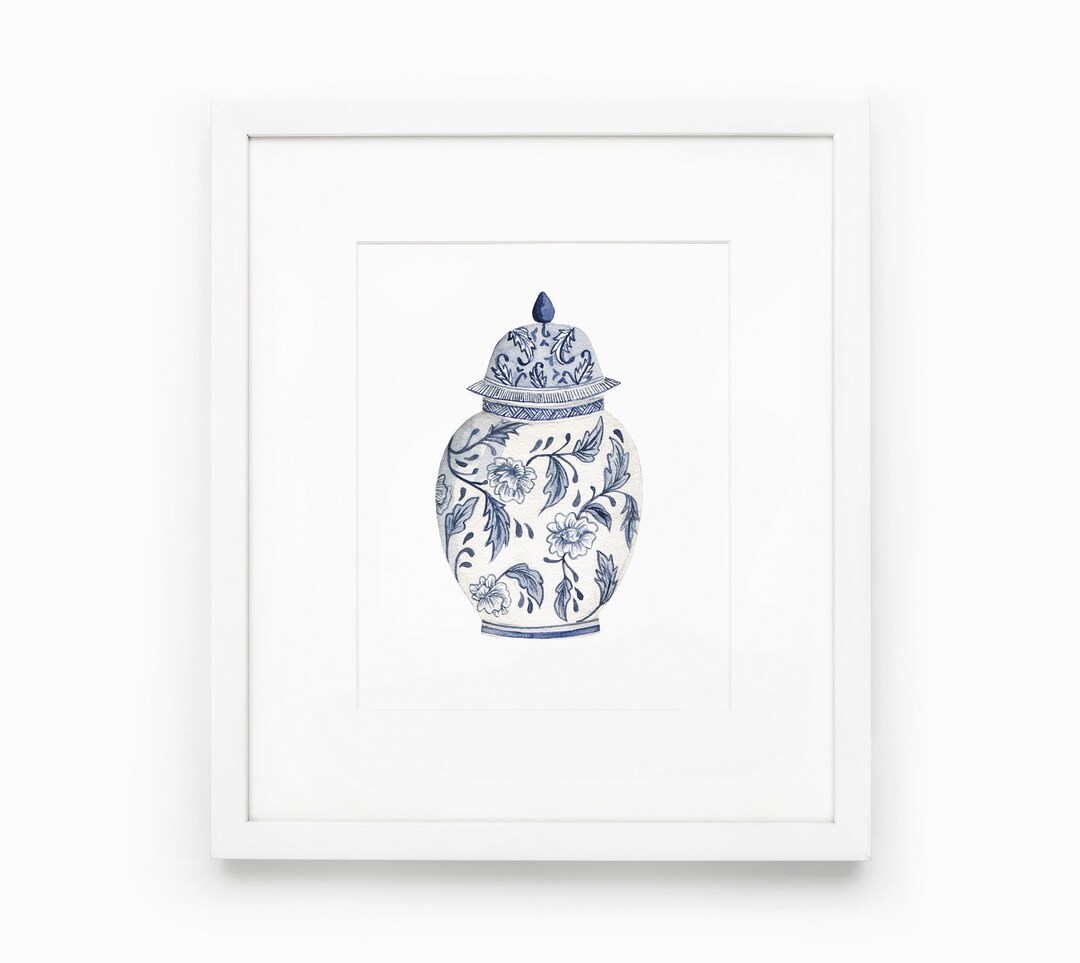 Ginger Jar Watercolor Painting Print, Home Decor Artwork, Ginger Jar ...