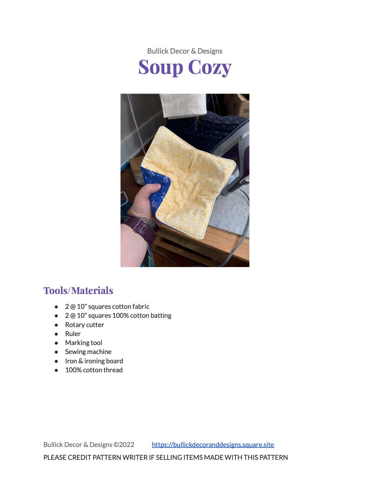 Soup Cozy Sewing Pattern - Etsy