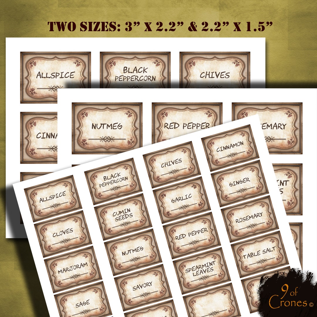 Digital Vintage Labels of the Most Popular Seasonings Used in the 1800 ...