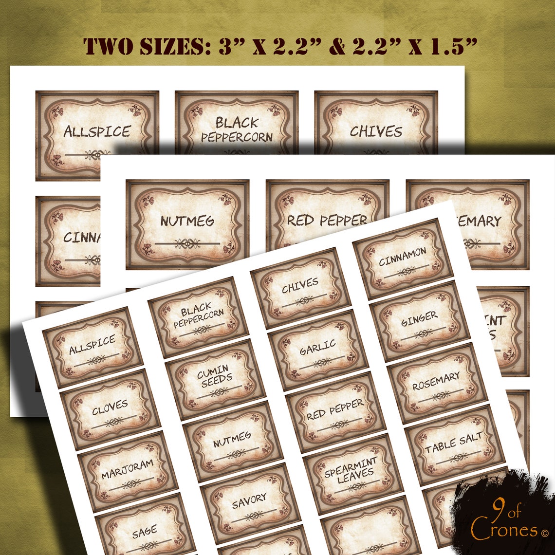 Digital Vintage Labels of the Most Popular Seasonings Used in | Etsy