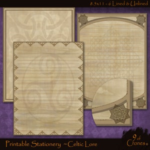Celtic Lore Lined and Unlined Stationery Paper for Journals, Writing ...