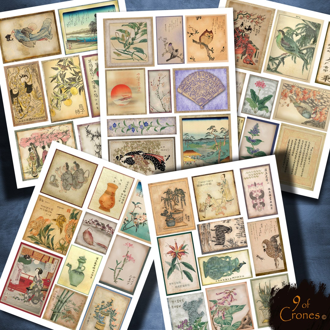 Digital Vintage Asian Artwork Pack for Journals, Collages, Card Making ...