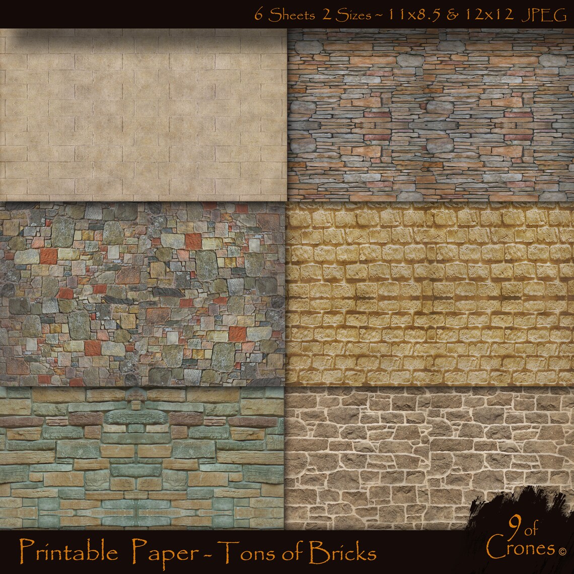 Tons of Bricks Digital Papers Instant Download Paper Packs | Etsy