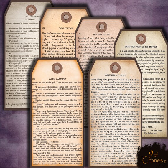 Vintage Book Page Tags for Journals Scrapbooking Mix Media | Etsy