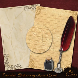 Digital Ancient Scroll Lined and Unlined Stationery Paper for Journals ...