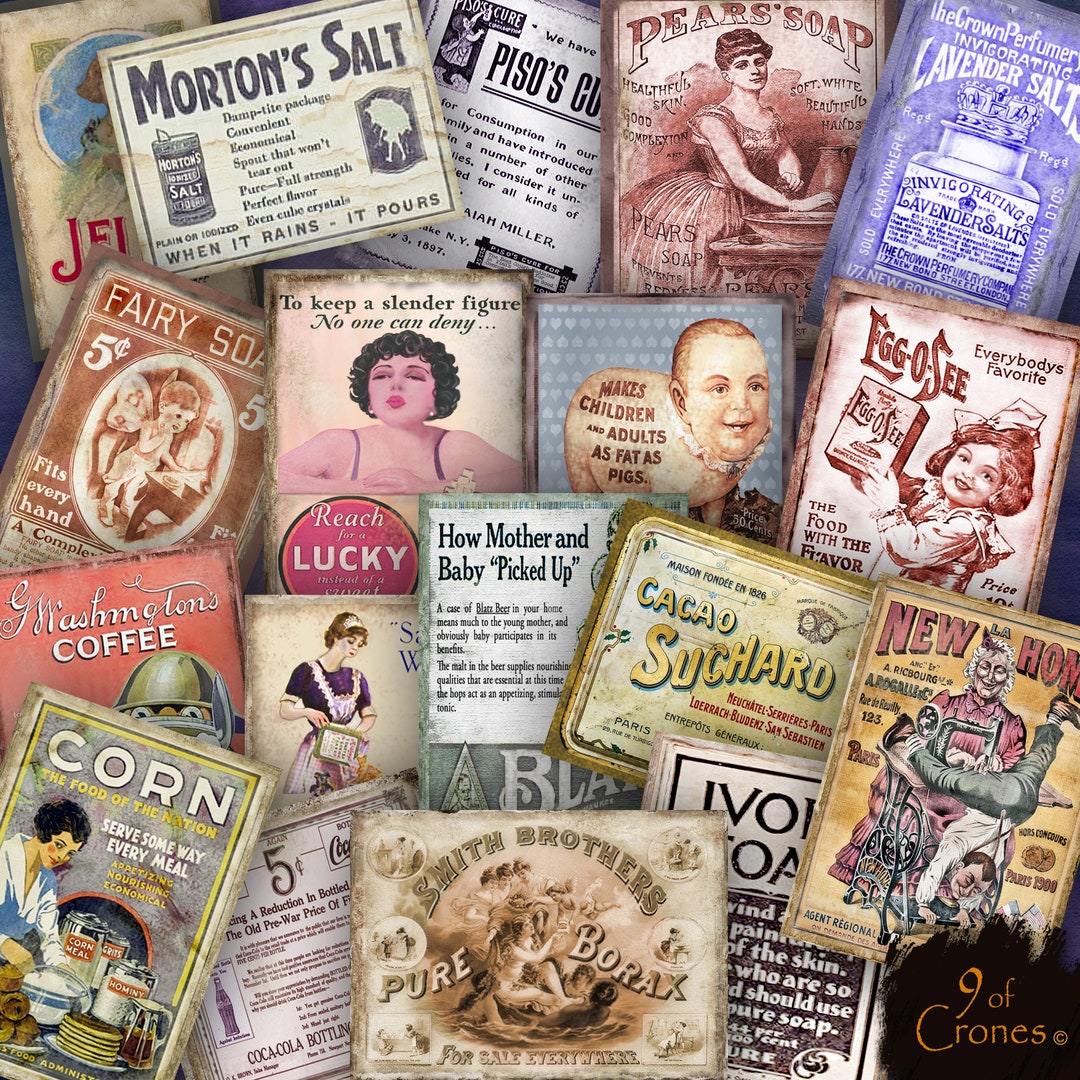 Digital Vintage Ads Pack 1 Ephemera Cards. 18 Ephemera Cards for ...