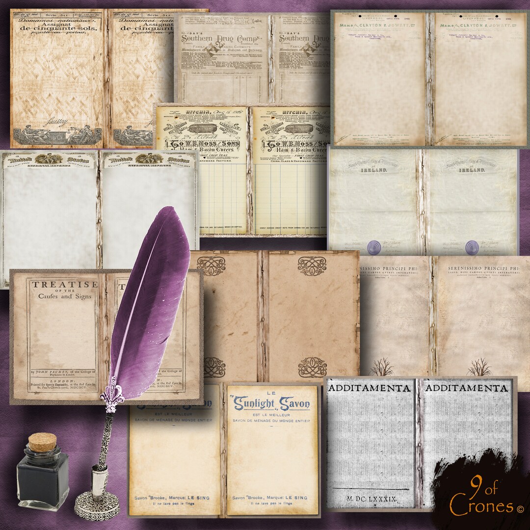 Digital 20 Vintage Book Pages, Room for Writing. 5 Backing Papers. for ...