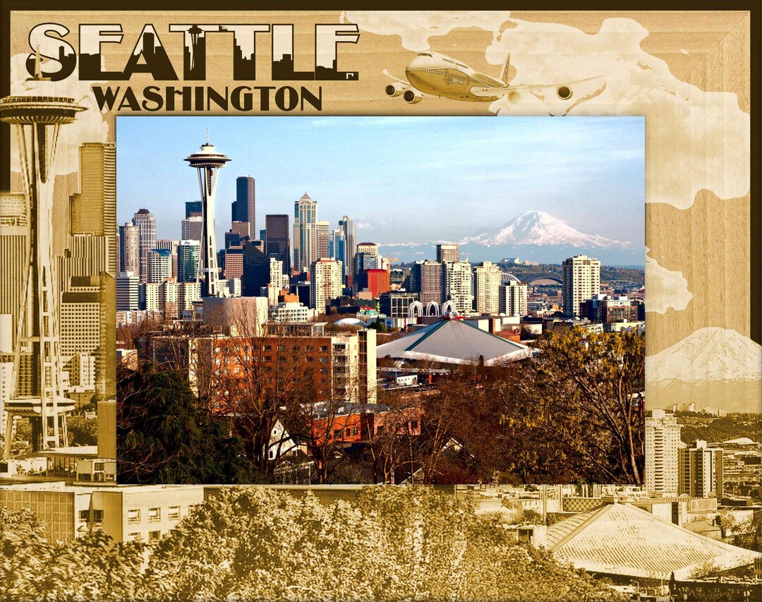 Seattle Washington Laser Engraved Wood Picture Frame - Etsy