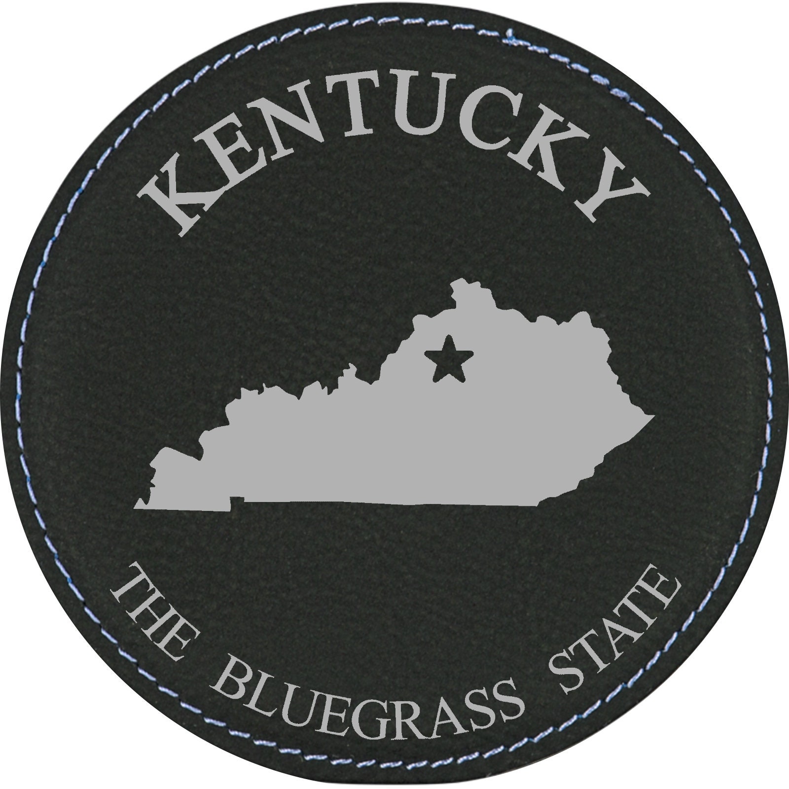 Kentucky State Outline With Motto 4 Round Leather 6-coaster Set With ...