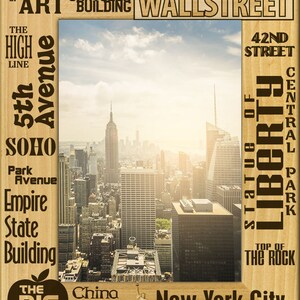 New York City Key Places Laser Engraved Wood Picture Frame - Etsy