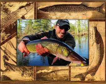 Walleye Fish Laser Engraved Wood Picture Frame | Etsy