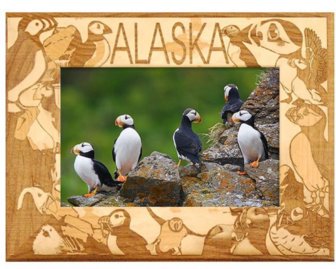Alaska With Puffin Birds Laser Engraved Wood Picture Frame - Etsy