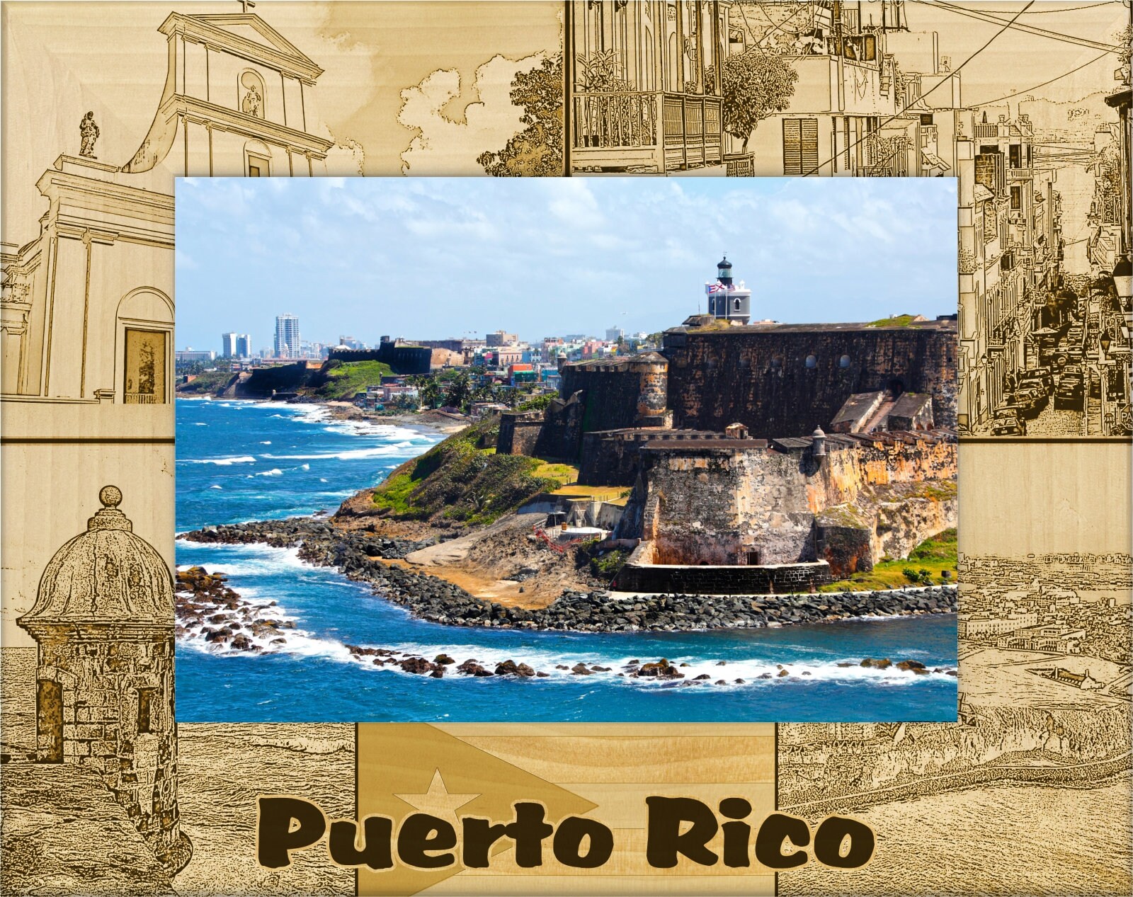 Puerto Rico Laser Engraved Wood Picture Frame - Etsy