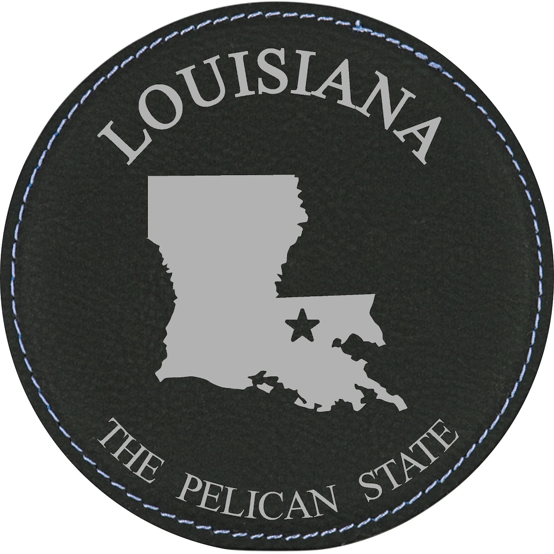 Louisiana State Outline With Motto 4" Round Leather 6-coaster Set With ...