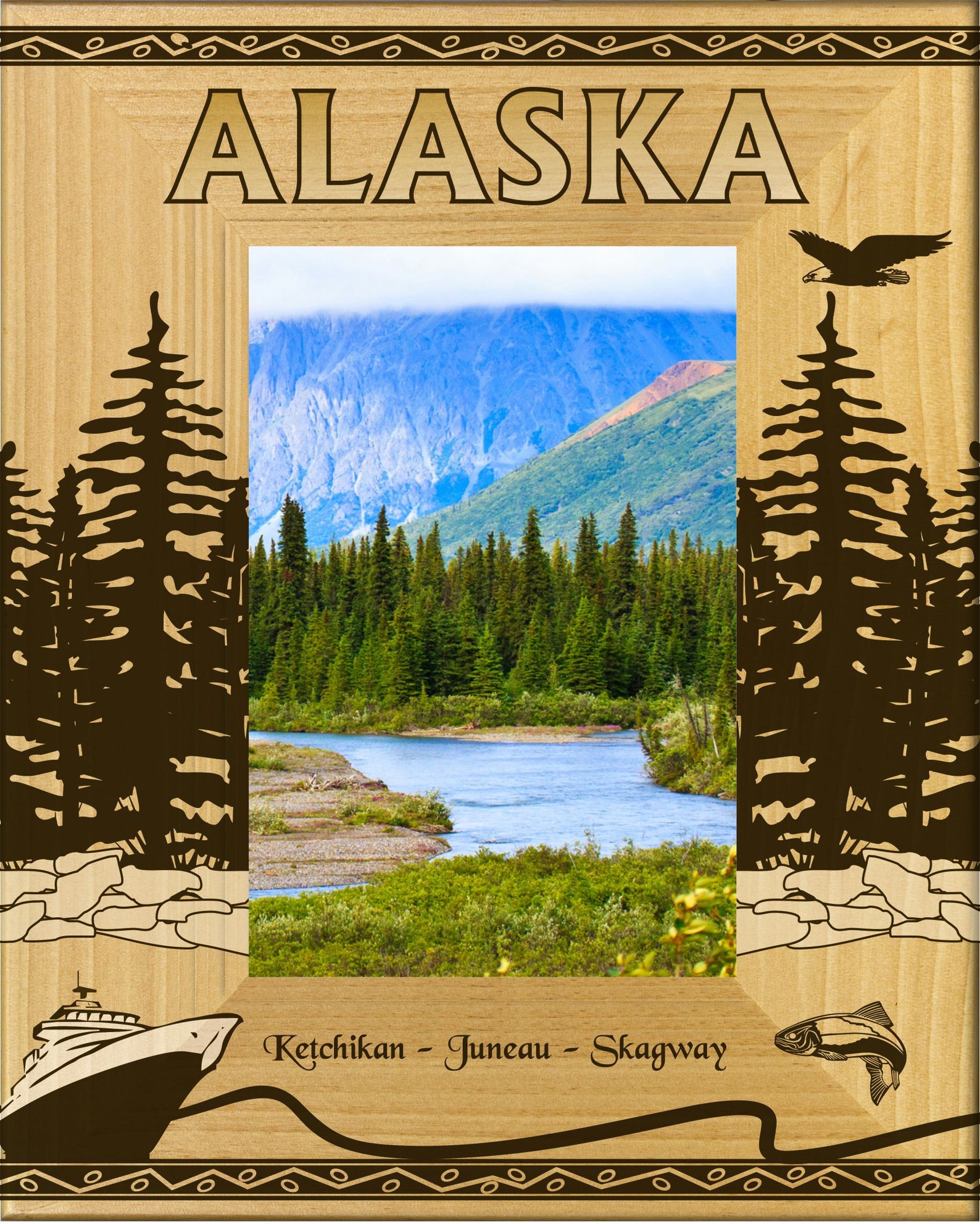 Alaska-ketchikan-juneau-skagway Laser Engraved Wood Picture Frame - Etsy