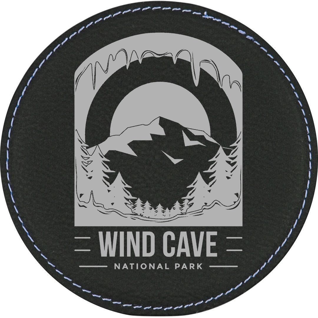 Wind Cave National Park 4" Round Leather 6-coaster Set With Holder - Etsy