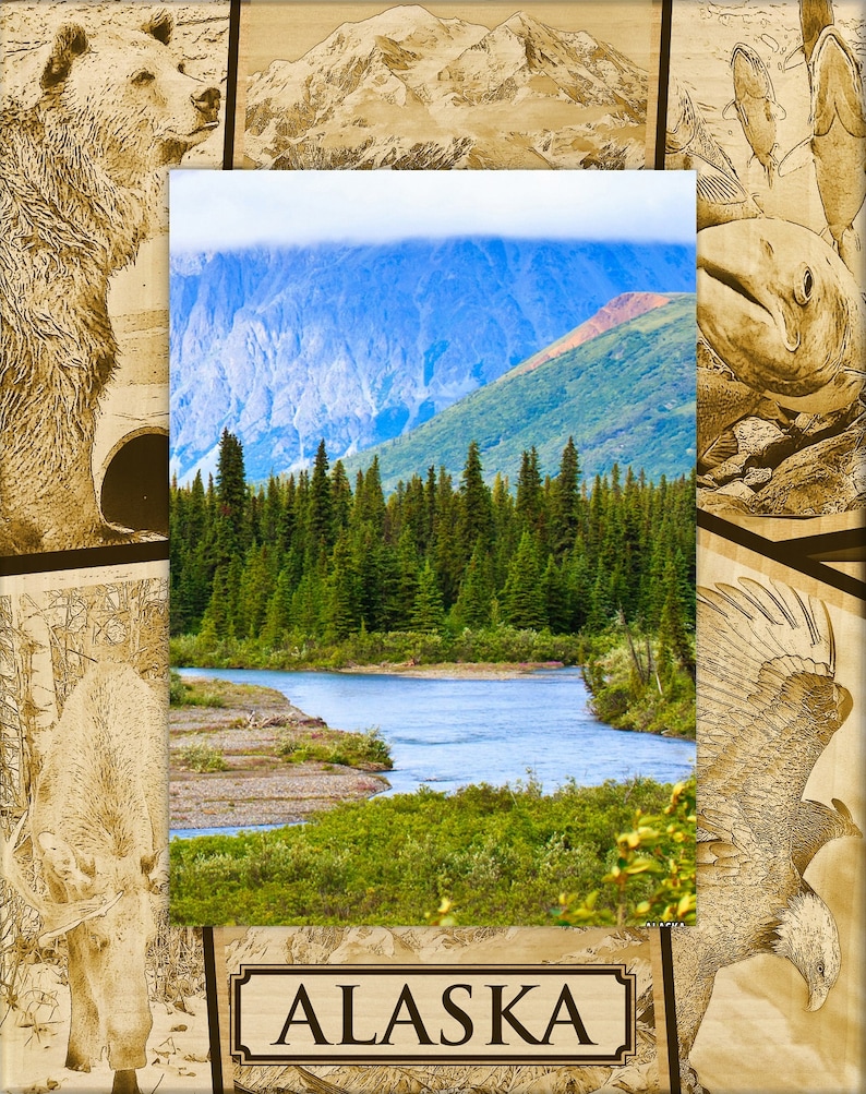 Alaska Laser Engraved Wood Picture Frame - Etsy