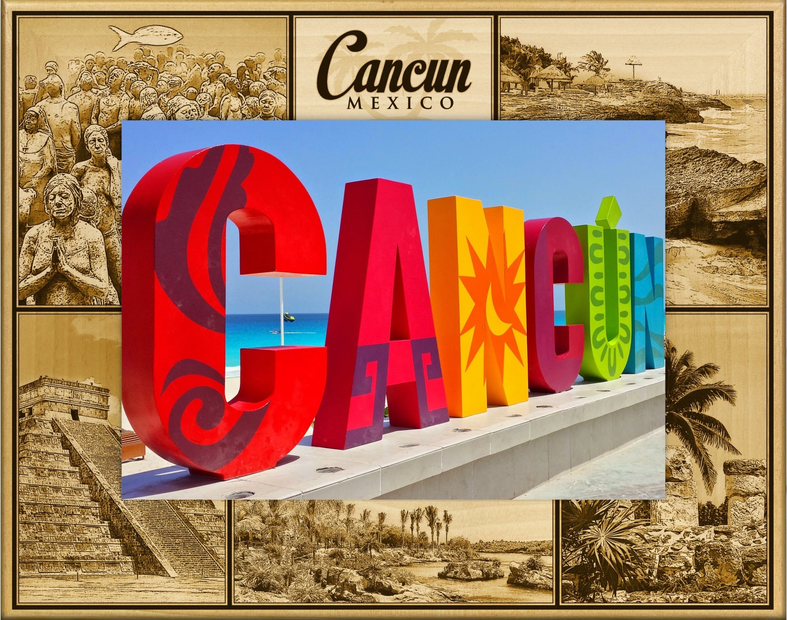 Cancun Mexico Laser Engraved Wood Picture Frame - Etsy