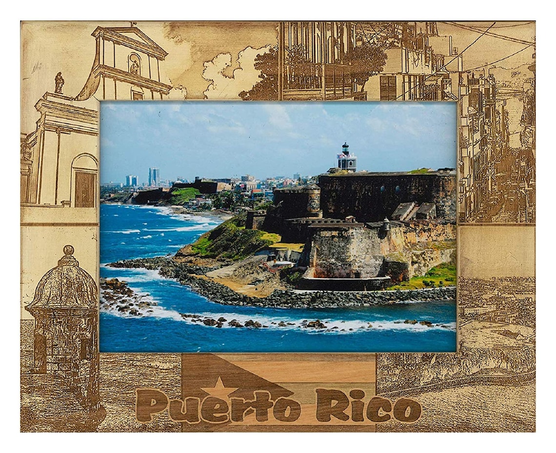 Puerto Rico Laser Engraved Wood Picture Frame - Etsy