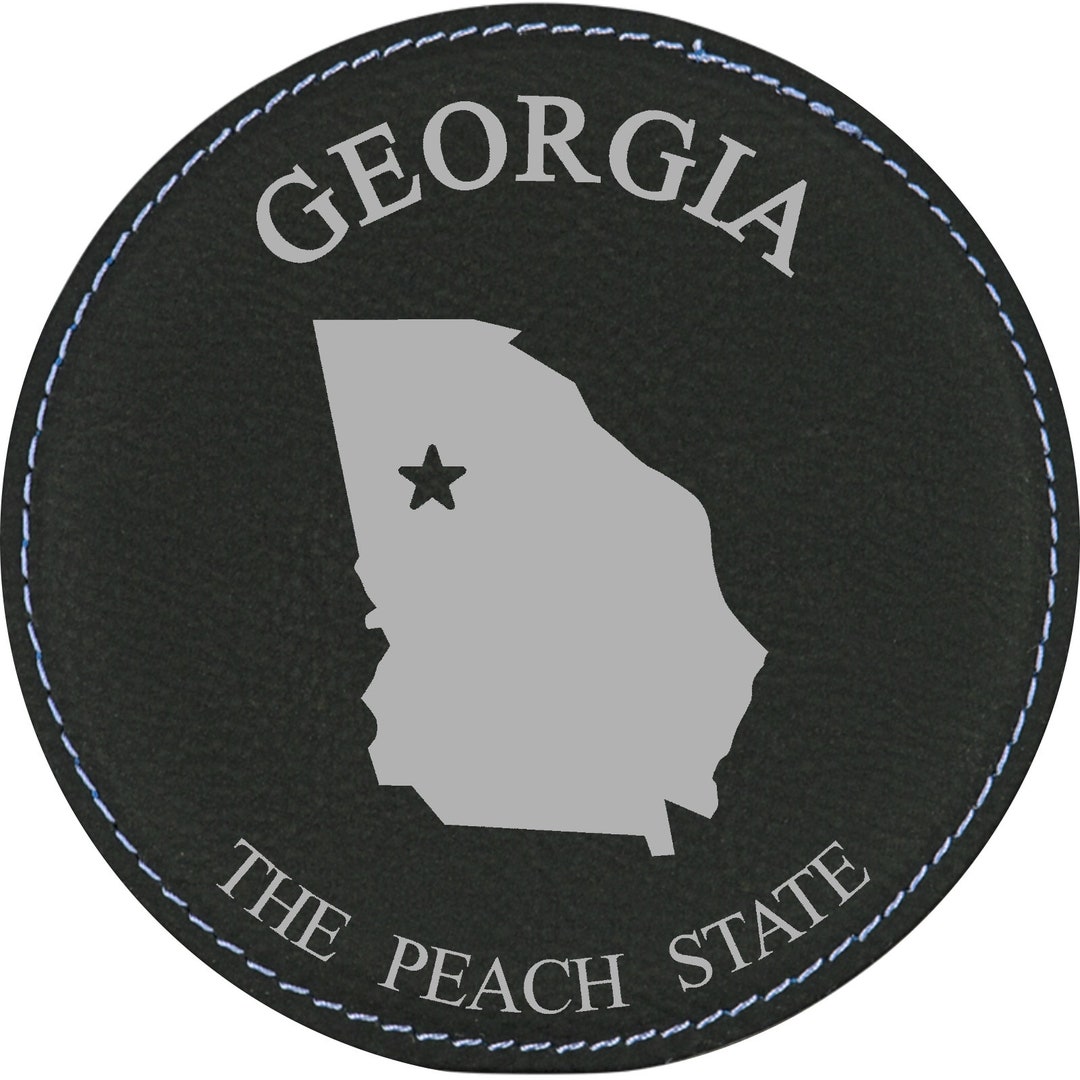 Georgia State Outline With Motto 4" Round Leather 6-coaster Set With ...
