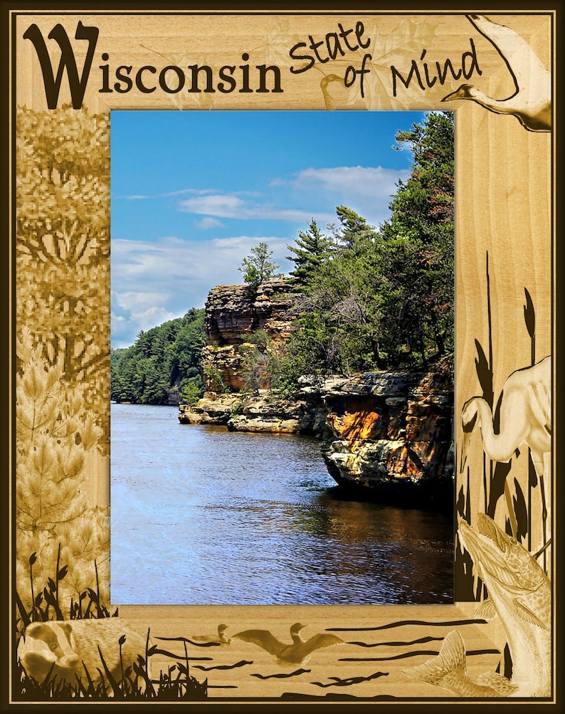 Wisconsin State of Mind Laser Engraved Wood Picture Frame - Etsy