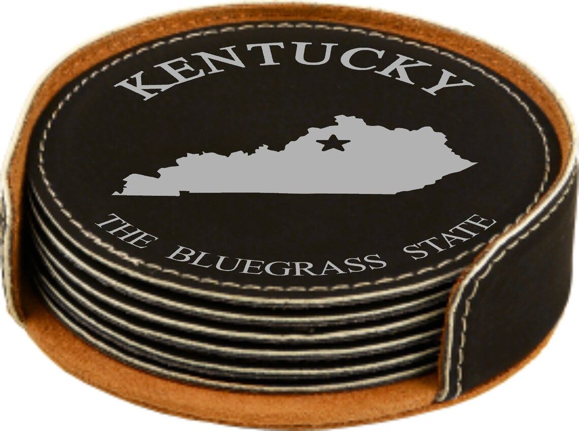 Kentucky State Outline With Motto 4 Round Leather - Etsy