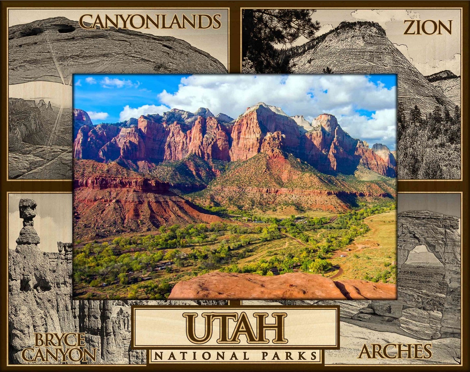 Utah National Parks Laser Engraved Wood Picture Frame - Etsy