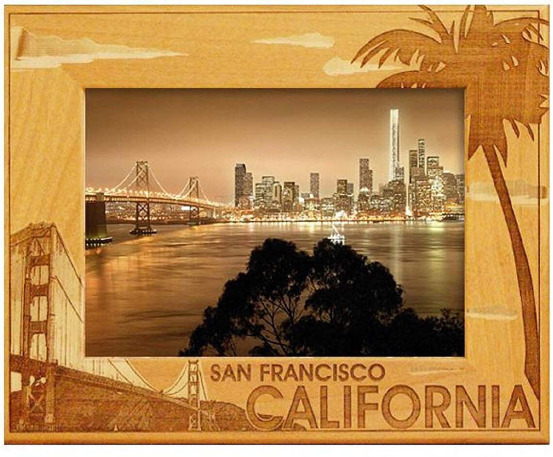 San Francisco With Palm Tree Laser Engraved Wood Picture Frame | Etsy